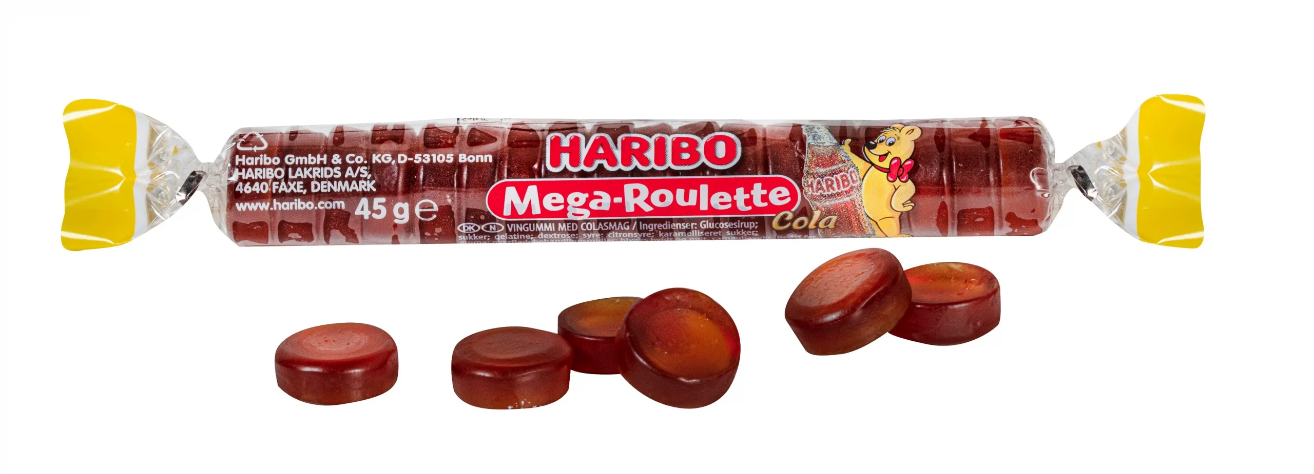 Mega Roulette Cola 45g - Haribo Pro